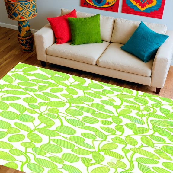 Flatwoven High Traffic Area Rug, Verdant Canopy Oval, Non Slip, Stain ...