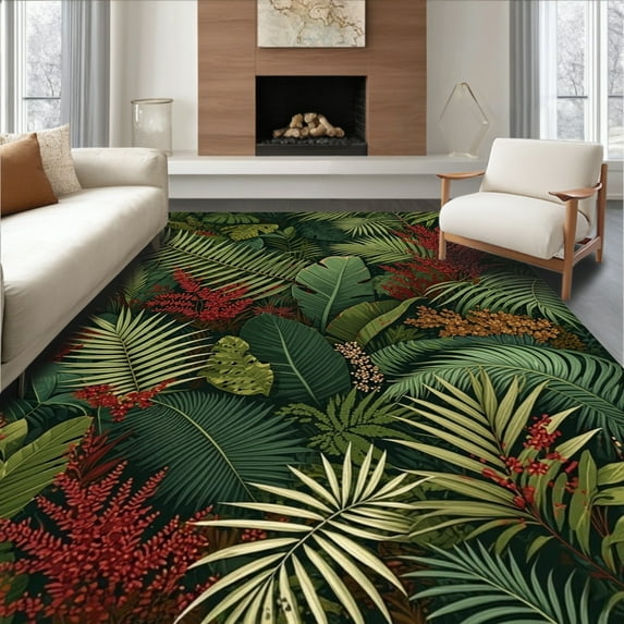 Flatwoven High Traffic Area Rug, Verdant Canopy Rainforest Floor Design ...