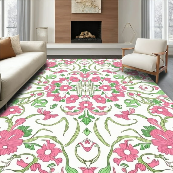 Flatwoven High Traffic Area Rug, Vibrant Floral Fantasy with Exotic ...