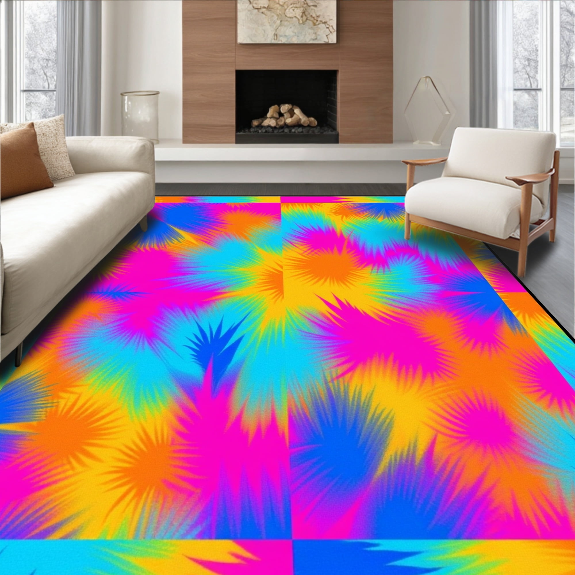 Flatwoven High Traffic Area Rug, Vibrant Spectrum Area Radiant Hues ...