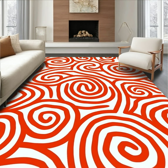 Flatwoven High Traffic Area Rug, Vibrant Swirl Ultra Non Slip Abstract ...