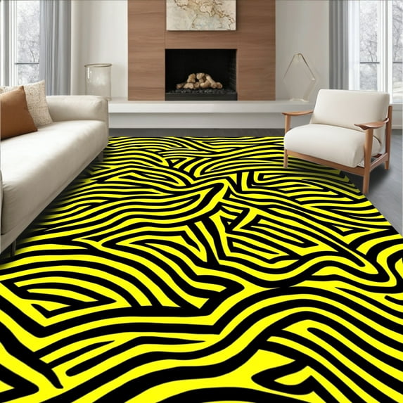 Flatwoven High Traffic Area Rug, Vibrant Tiger Stripes Interwoven ...