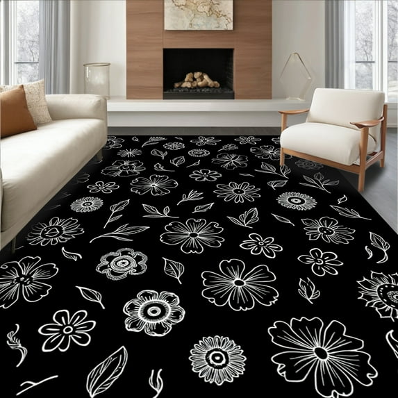 Flatwoven High Traffic Area Rug, Vintage Botanical Garden Low Pile ...