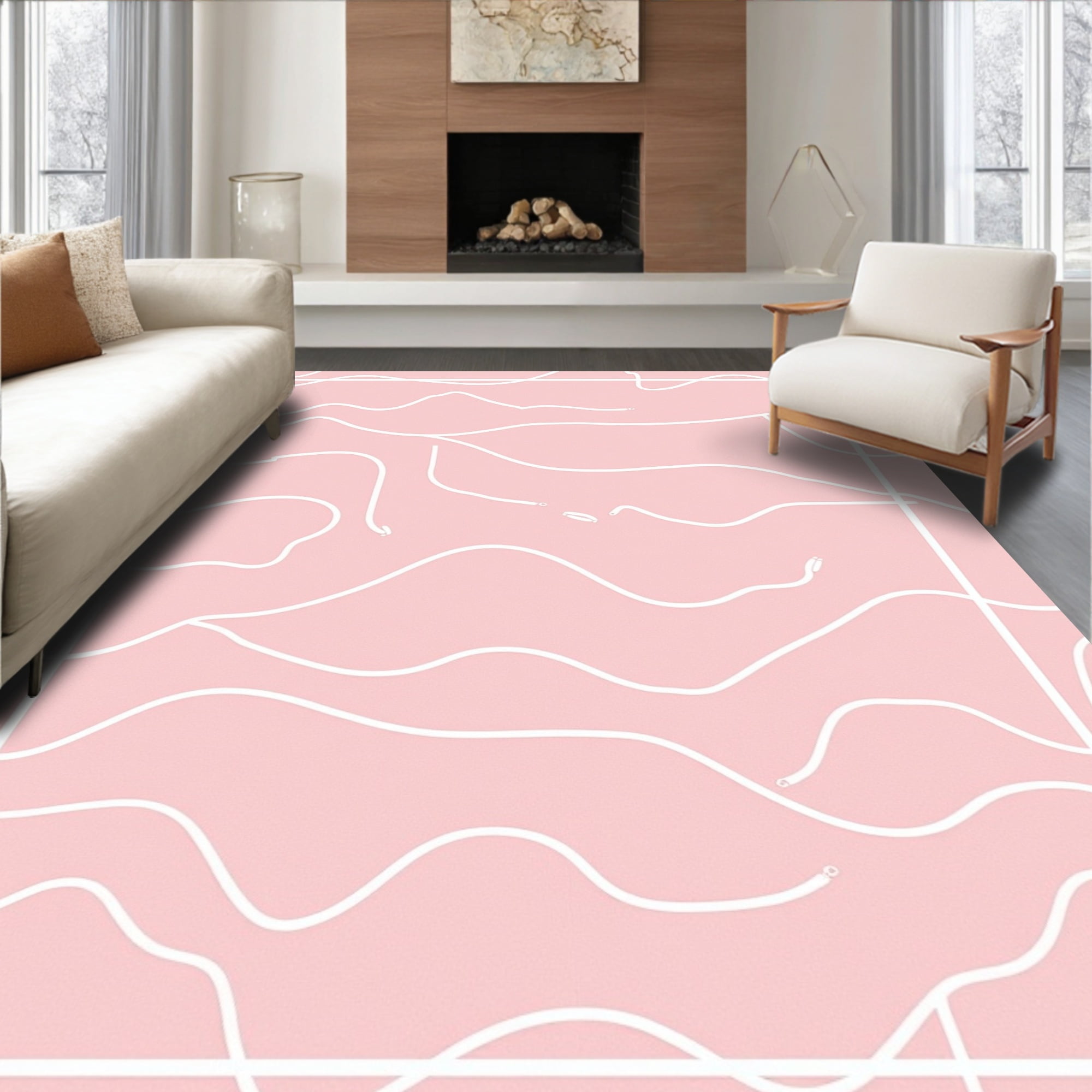 Flatwoven High Traffic Area Rug, Waveform with Undulating Contours, Non ...