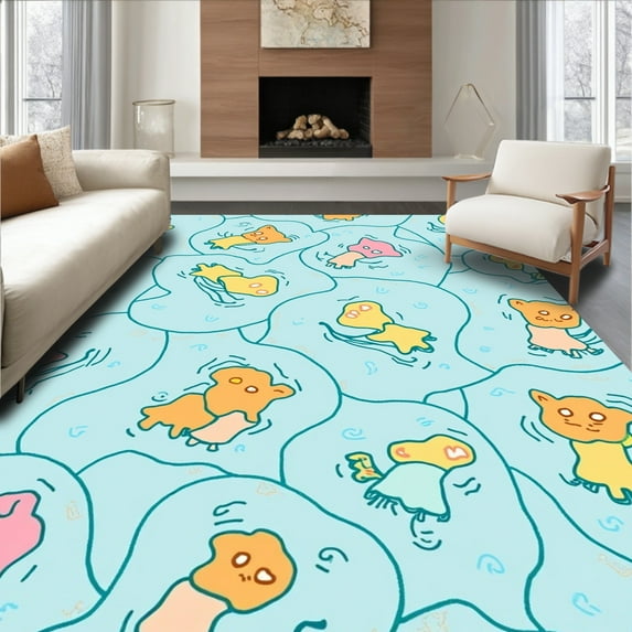 Flatwoven High Traffic Area Rug, Whimsical Animal Inspired with Playful ...