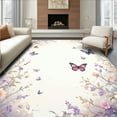 Flatwoven High Traffic Area Rug, Whimsical Butterfly Bloom Edge Floral ...