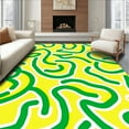 Flatwoven High Traffic Area Rug, Whimsical Curved Line Floor Art, Non ...