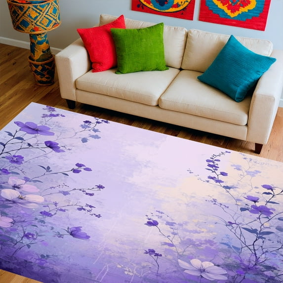 Flatwoven High Traffic Area Rug, Whimsical Dreamscape Botanical ...