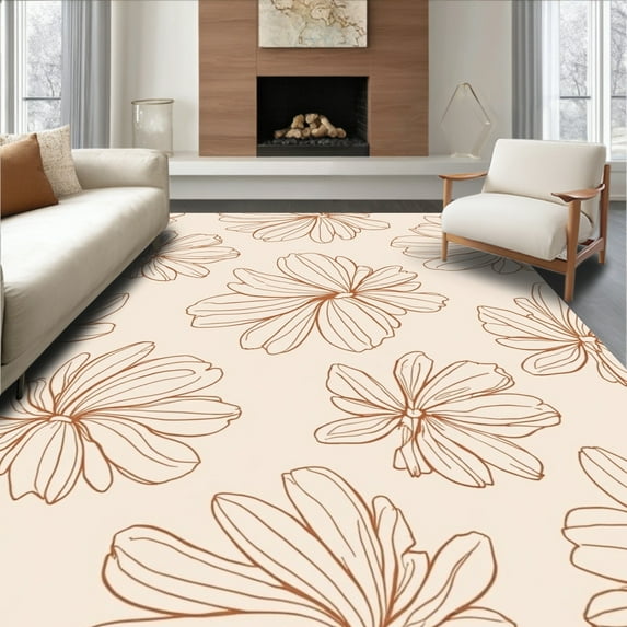 Flatwoven High Traffic Area Rug, Whimsical Floral Cluster with ...