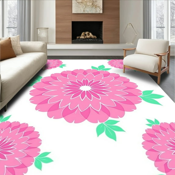 Flatwoven High Traffic Area Rug, Whimsical Floral Medallions with ...