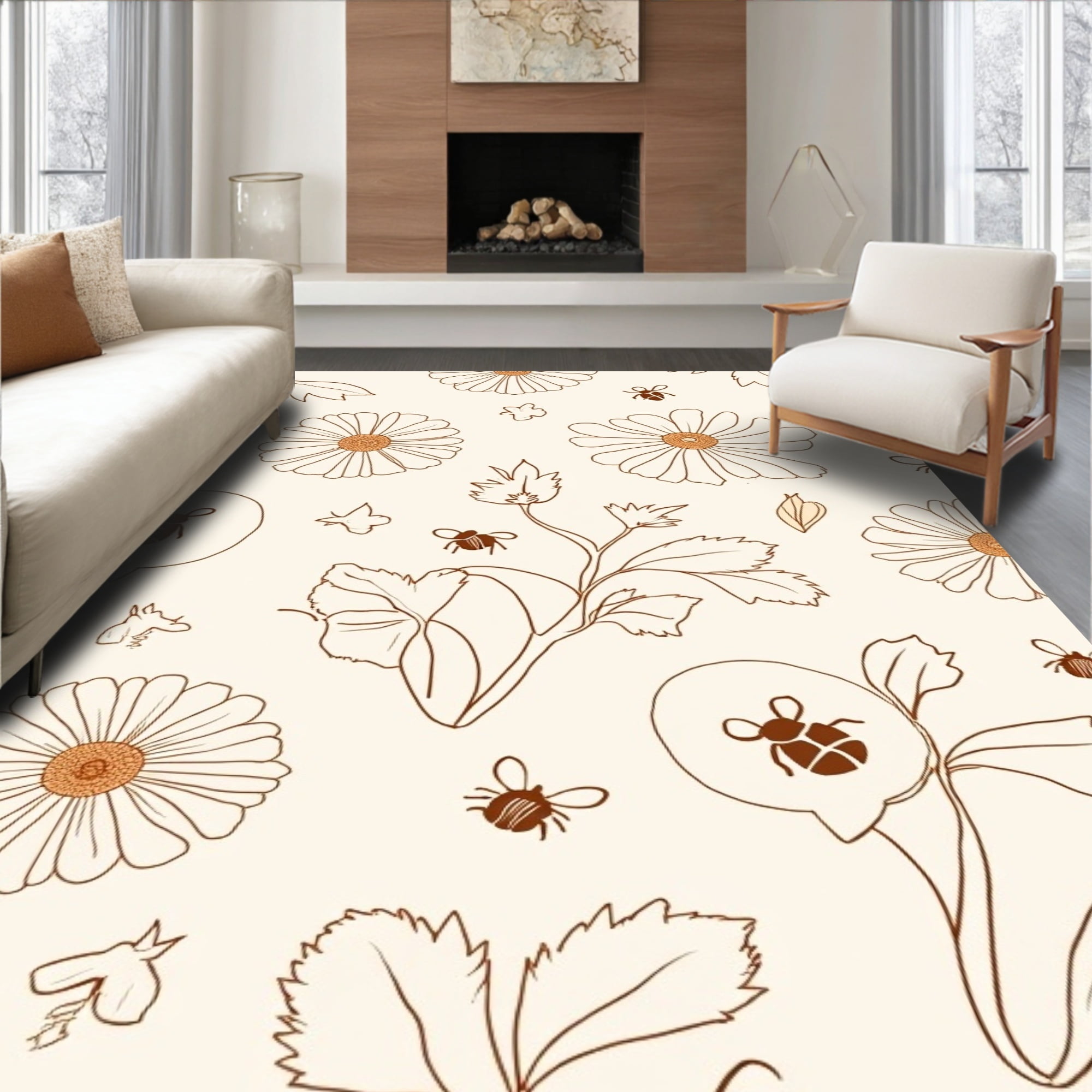 Flatwoven High Traffic Area Rug, Whimsical Garden Critter Collection ...