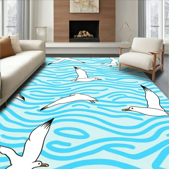 Flatwoven High Traffic Area Rug, Whimsical Lake House Design with ...