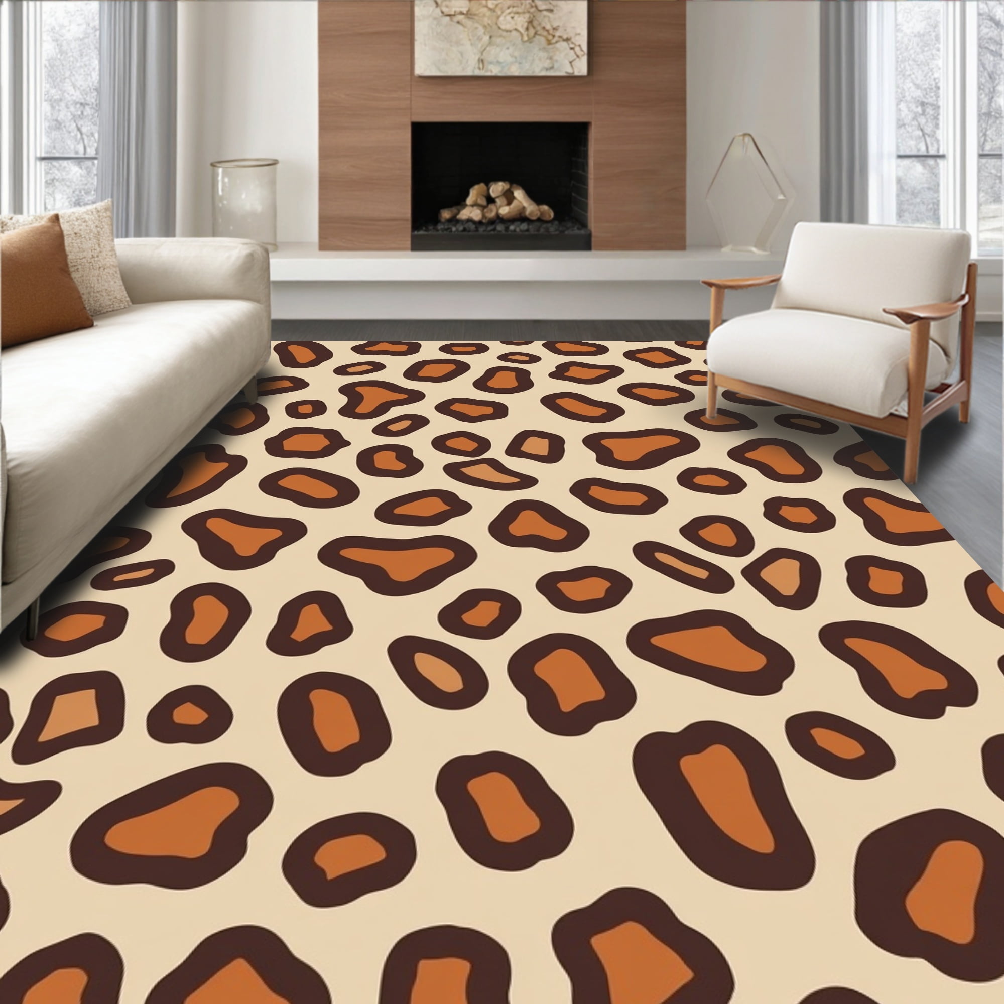 Flatwoven High Traffic Area Rug, Wild Cheetah Spot Motif with ...