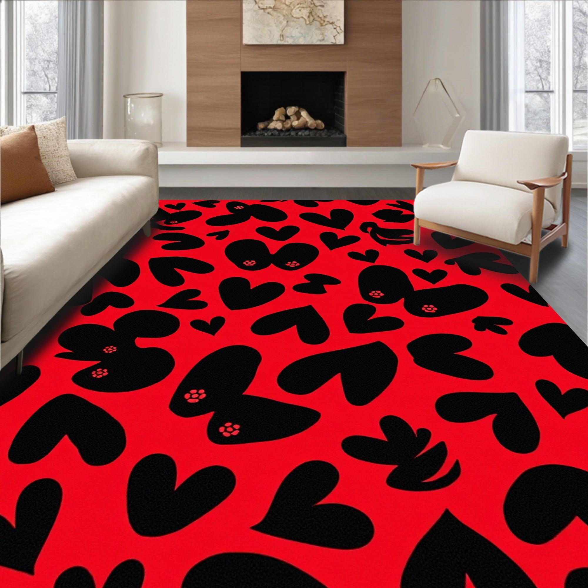 Flatwoven High Traffic Area Rug, Wild Stripe and Heart Fusion with ...