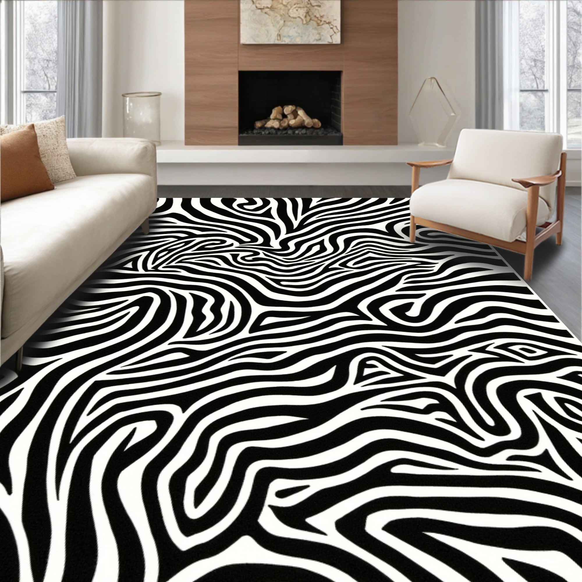 Flatwoven High Traffic Area Rug, Wildlife Inspired with Unique Tiger ...