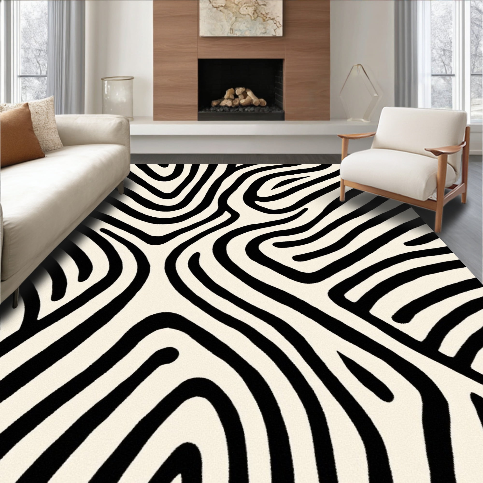 ODIKA 8' Machine Washable Non-Slip Area Rug, Wildlife Rhythm Featuring ...
