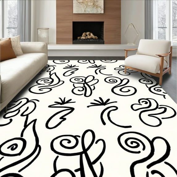 Flatwoven High Traffic Area Rug, Winding Serpentine Boho Motif Runner ...
