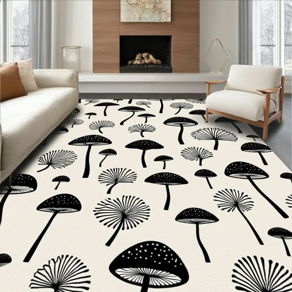Flatwoven High Traffic Area Rug, Woodland Toadstool Symphony Decorative ...