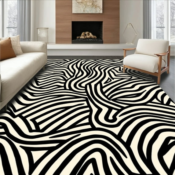 Flatwoven High Traffic Area Rug, Zebra Inspired, Non Slip, Stain ...