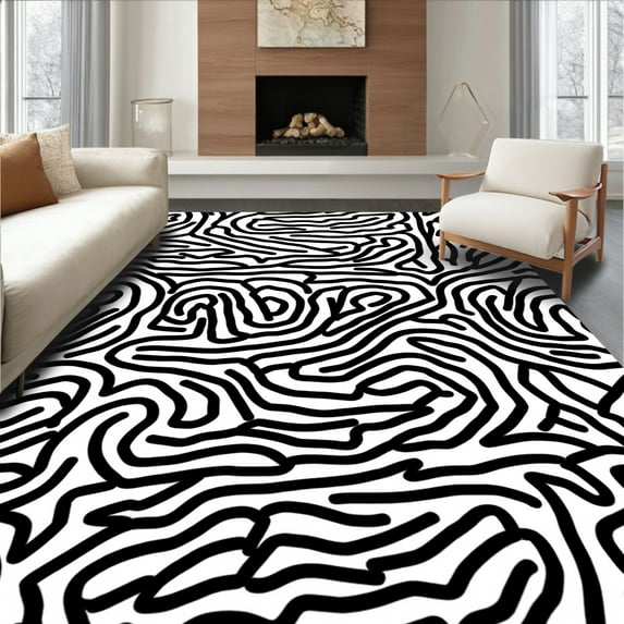 Flatwoven High Traffic Area Rug, Zebra Stripe Mosaic with Bold ...