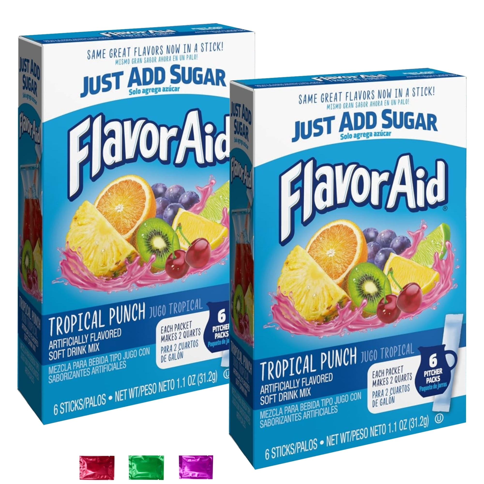 Flavor Aid Tropical Punch Unsweetened Drink Mix Pitcher Packets (12 ...