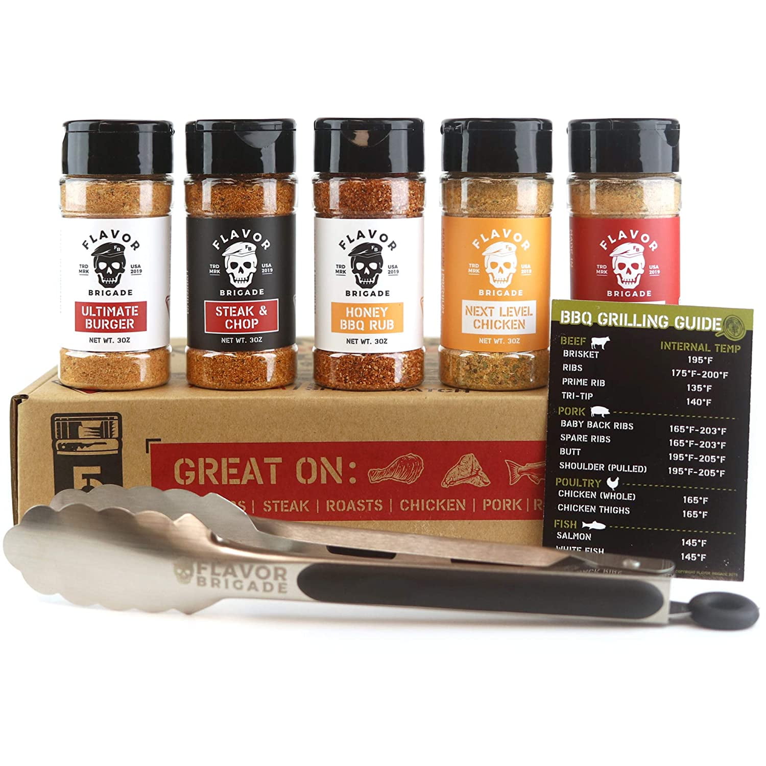 Flavor Brigade Gourmet Grilling Spices Gift Set for Dad, Fathers, Guys ...