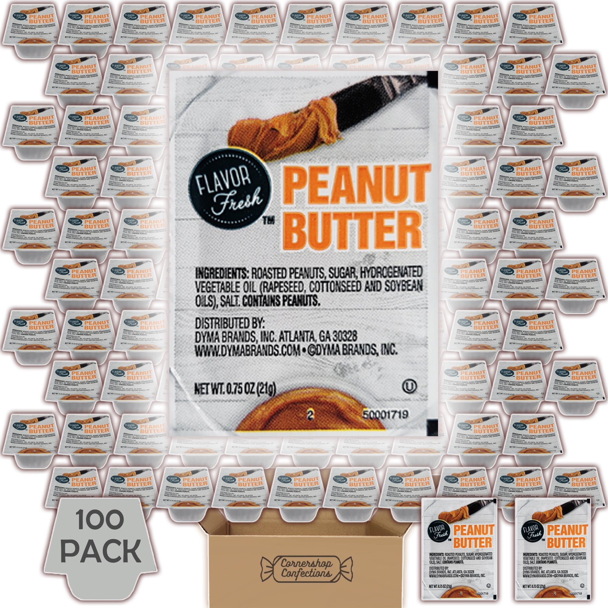 Flavor Fresh Single Serve Peanut Butter Bulk Pack - 100 Individually ...