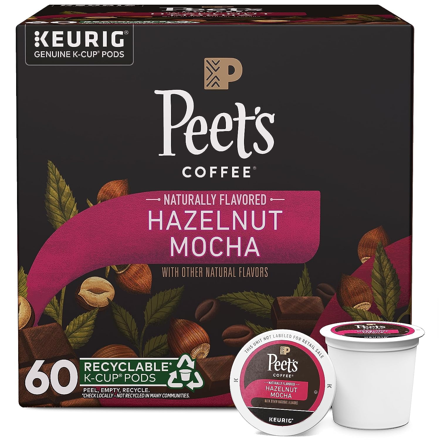 Flavored Light Roast K-Cup Pods - Hazelnut Mocha 60 Count (6 Boxes of ...