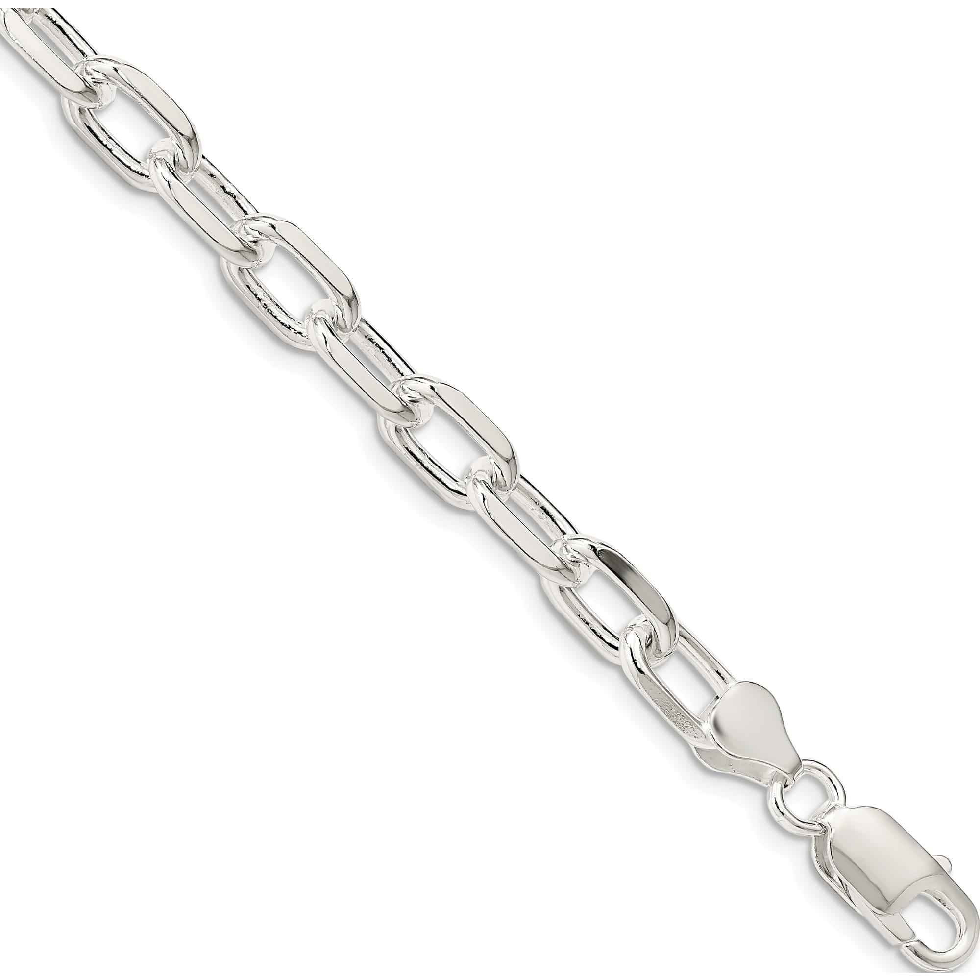 Flawless Inspired Refined Sterling Silver 7.5mm Diamond-cut Long Link ...