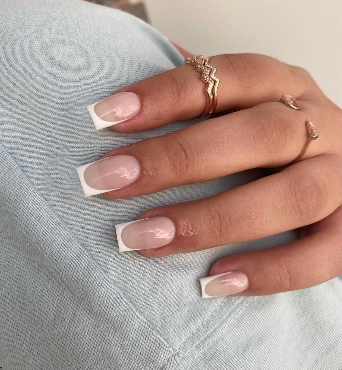 Flawless White French Tip Press on Nails Short Medium Square Natural ...