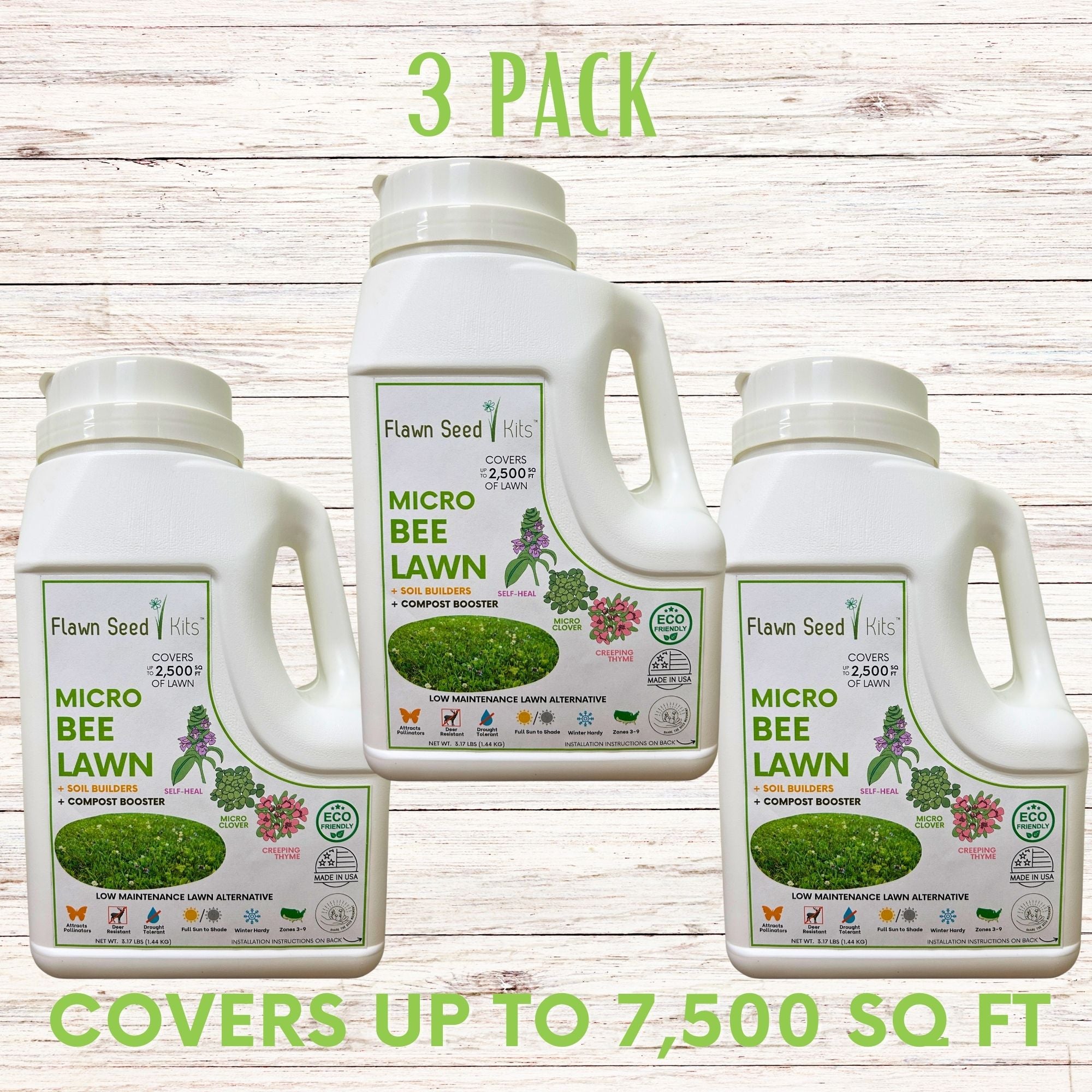 Flawn Seed Kits Micro Clover Bee Lawn Seed Kit + Self-Heal + Creeping ...