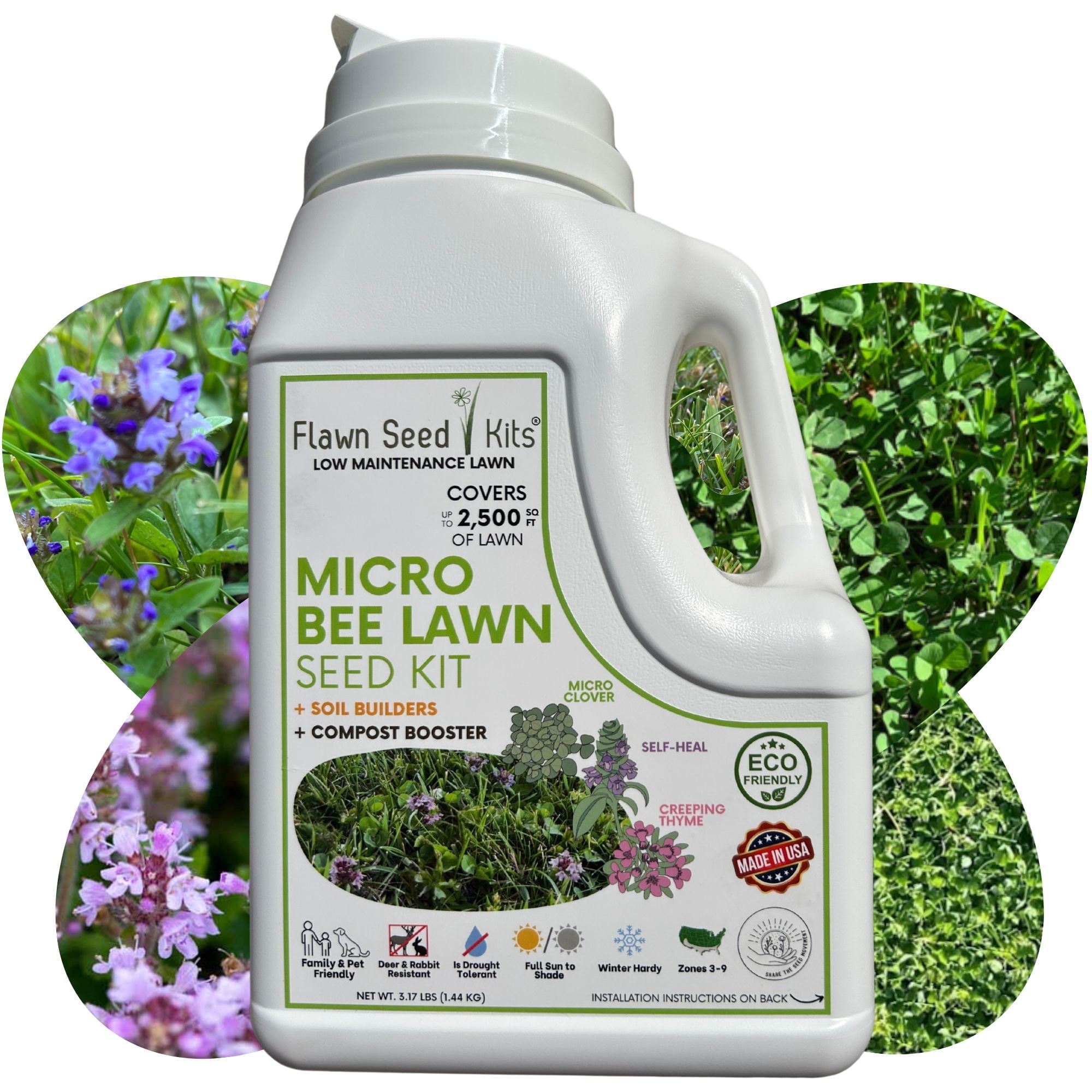 Flawn Seed Kits - Micro Clover Bee Lawn, Self-Heal, Creeping Thyme ...