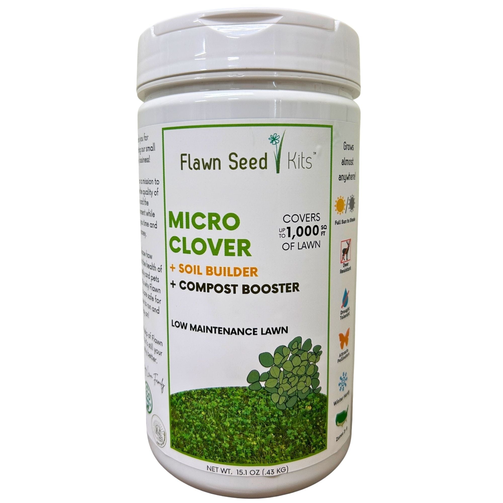 Flawn Seed Kits Micro Clover, Shaker, Perennial, Low Maintenance ...