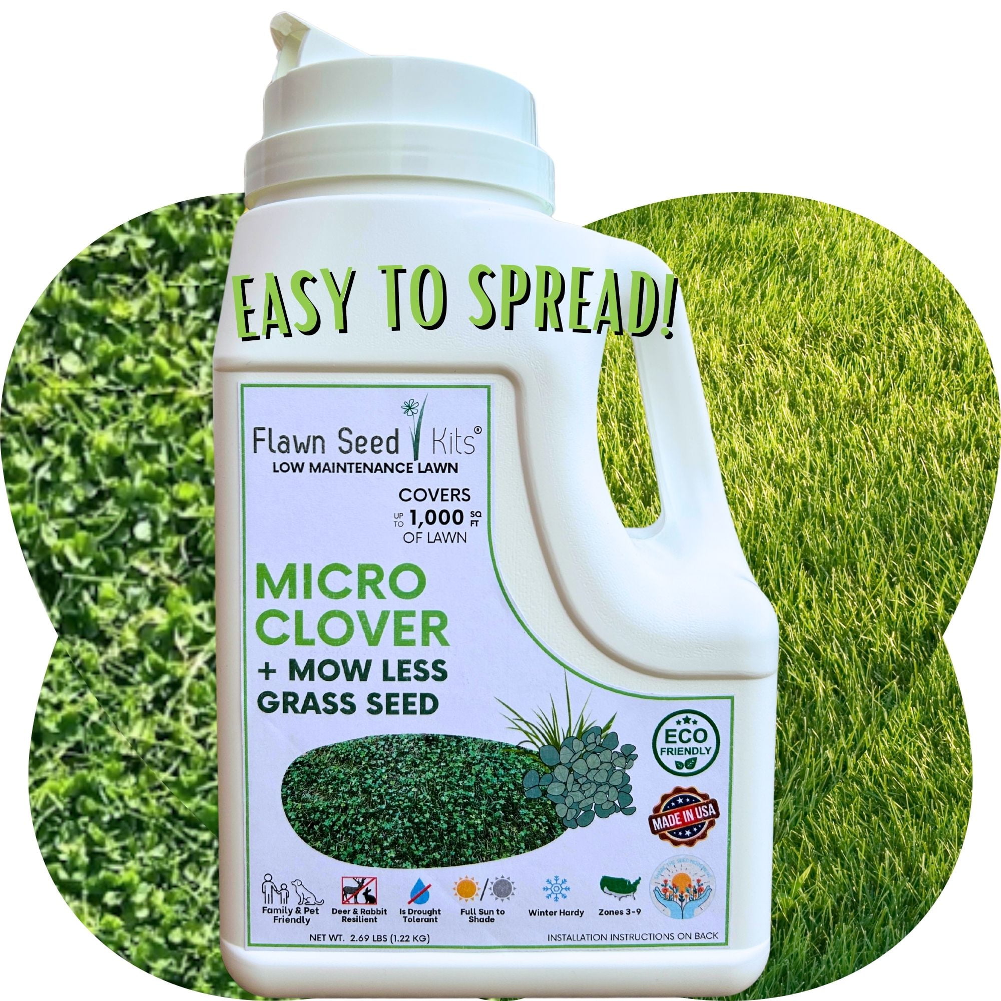 Flawn Seed Kits Shaker Jug Micro Clover Fine Fescue Grass Seed ...