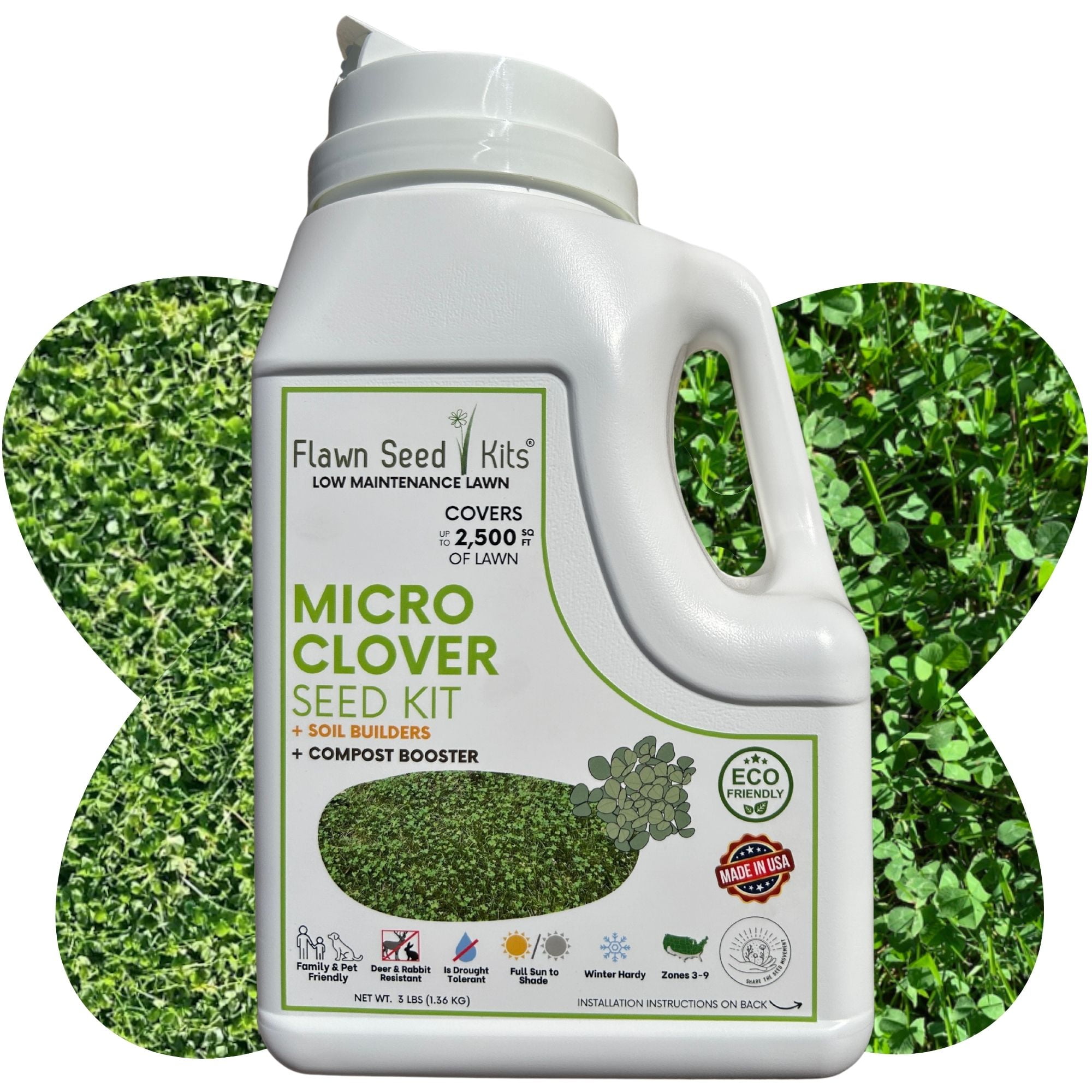 Flawn Seed Kits 5000 Sqft Micro Clover Easy Spread Shakers (2 pack ...
