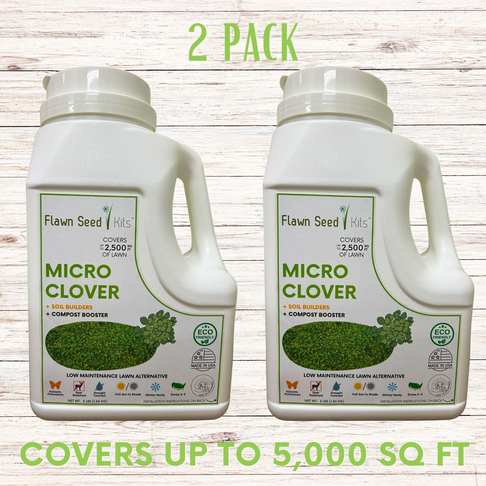 Flawn Seed Kits Micro Clover Seed, Easy Spread, Low Maintenance, 2 Pack ... Flawn Seed Kits Micro Clover Seed, Easy Spread, Low Maintenance, 2 Pack ...