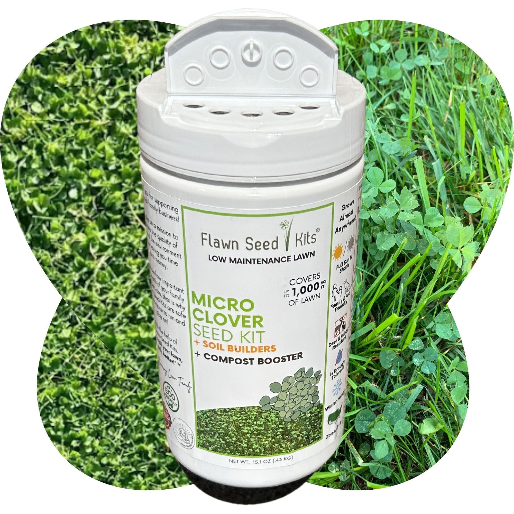 Flawn Seed Kits Perennial Micro Clover Seed, Shaker, Low Ground Cover ...