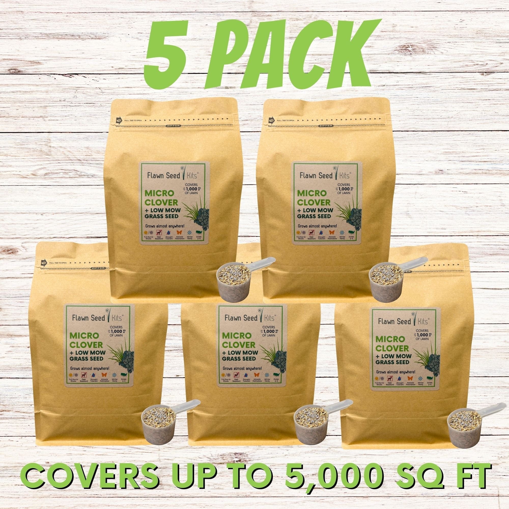 Flawn Seed Micro Clover Seed Plus Low Mow Grass Seed, Eco-Friendly, Low ...