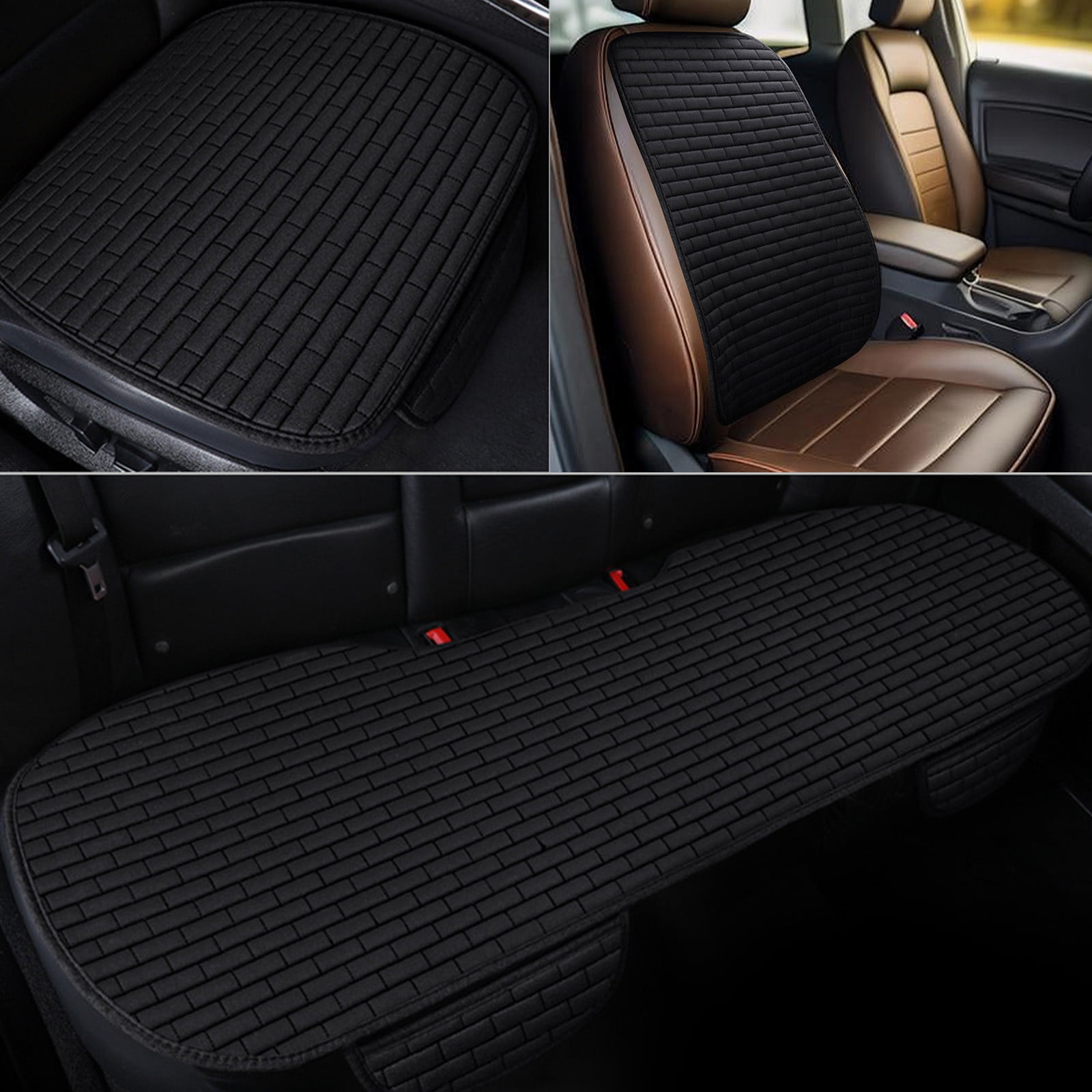Flax Linen Car Seat Cushion Set Ventilated Honeycomb Mesh Cooling Pad ...
