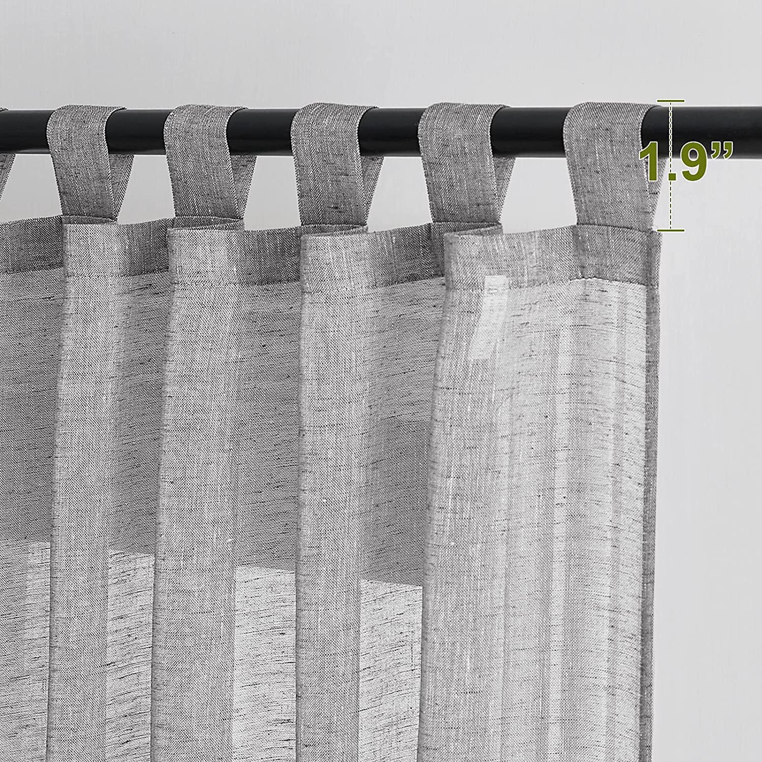 Flax Sheer Linen Curtains for Windows 84 inch Length, Tab Top Semi ...