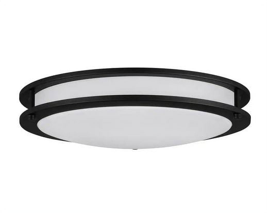 Hampton Bay Flaxmere 14 in. Low Profile Matte Black LED Flush Mount ...
