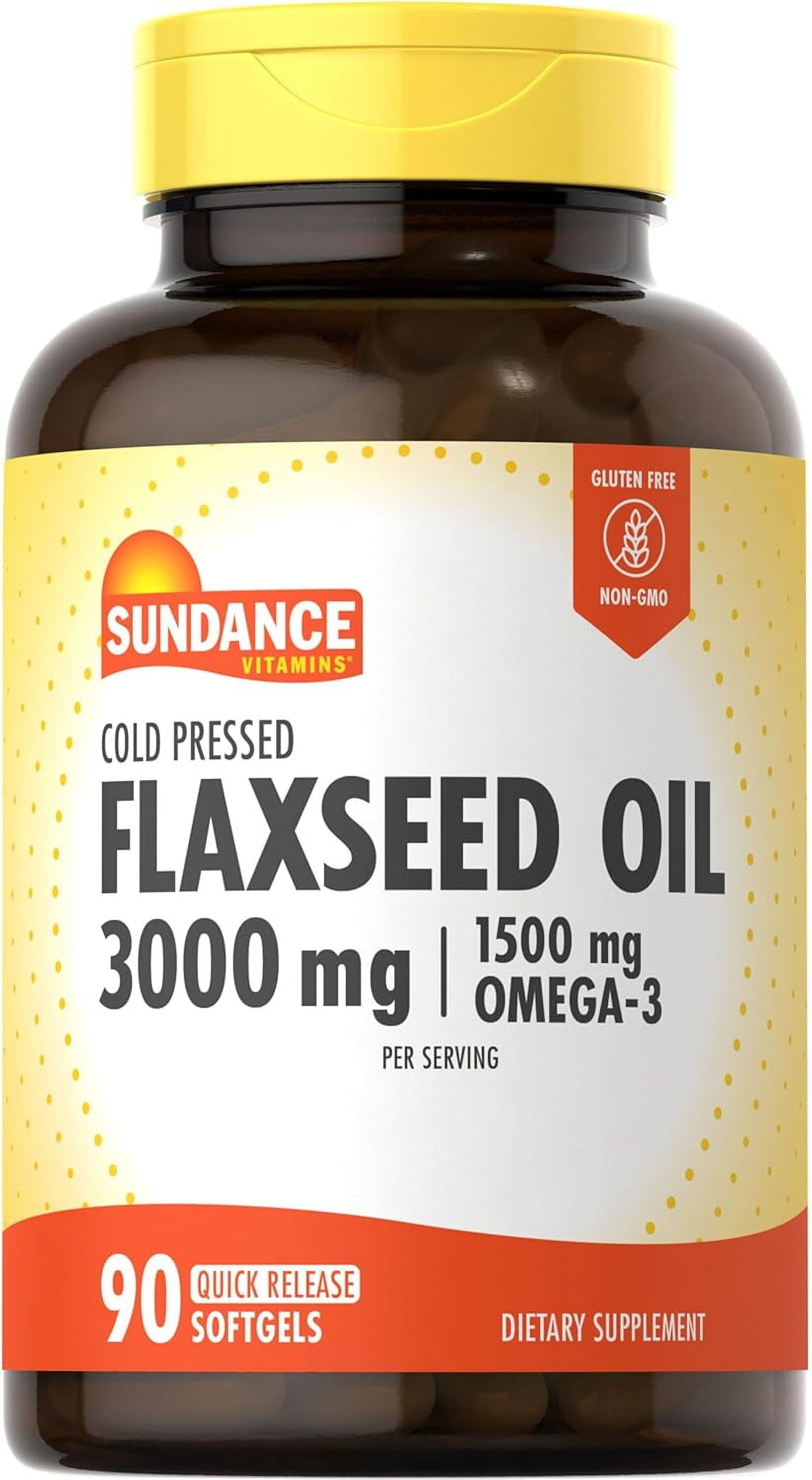 Flaxseed Oil 3000mg | 90 Softgels | With 1500mg Omega-3 | Cold Pressed ...