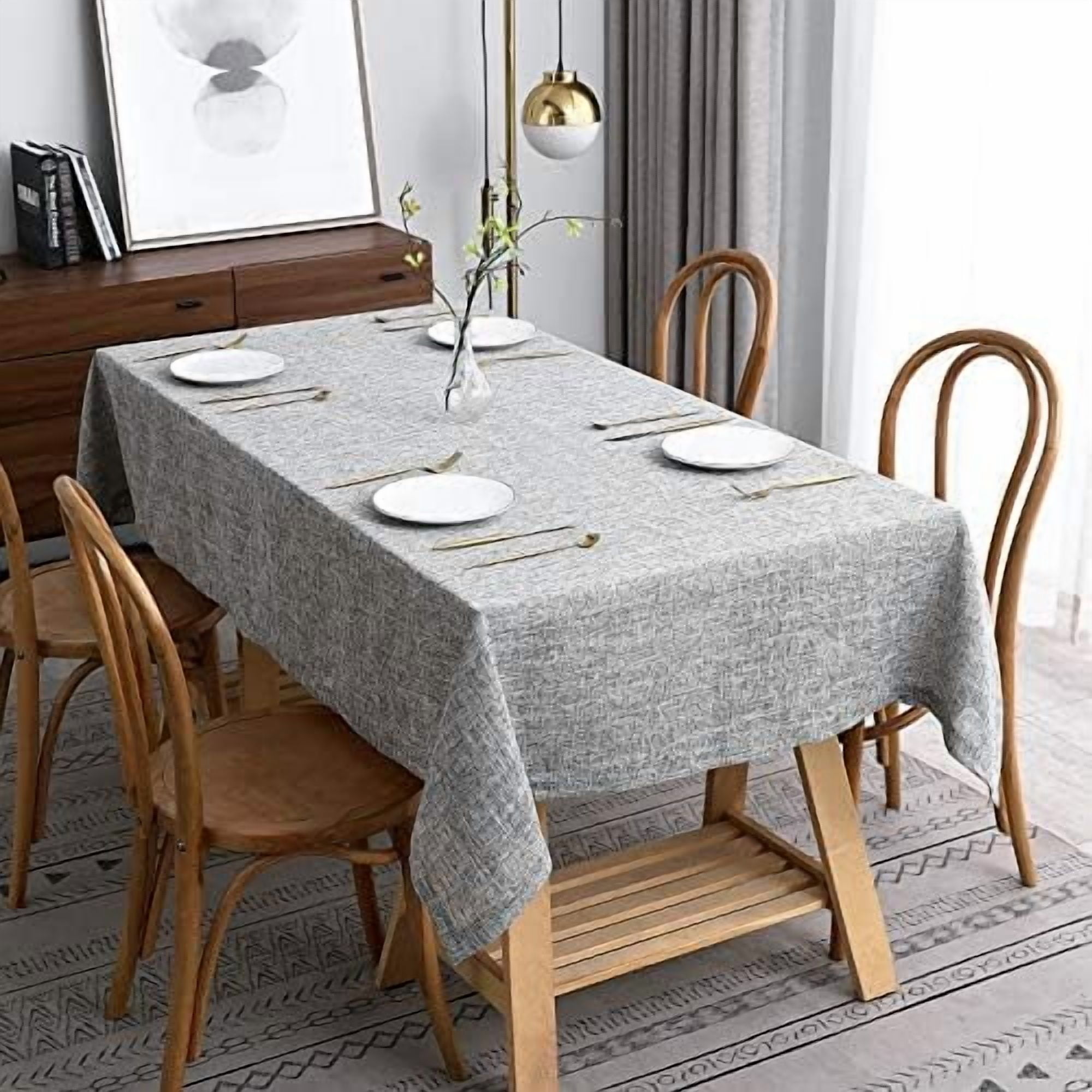 Flaxy Faux Linen Tablecloth with 2-Tone Slubby Texture Wrinkle Free ...