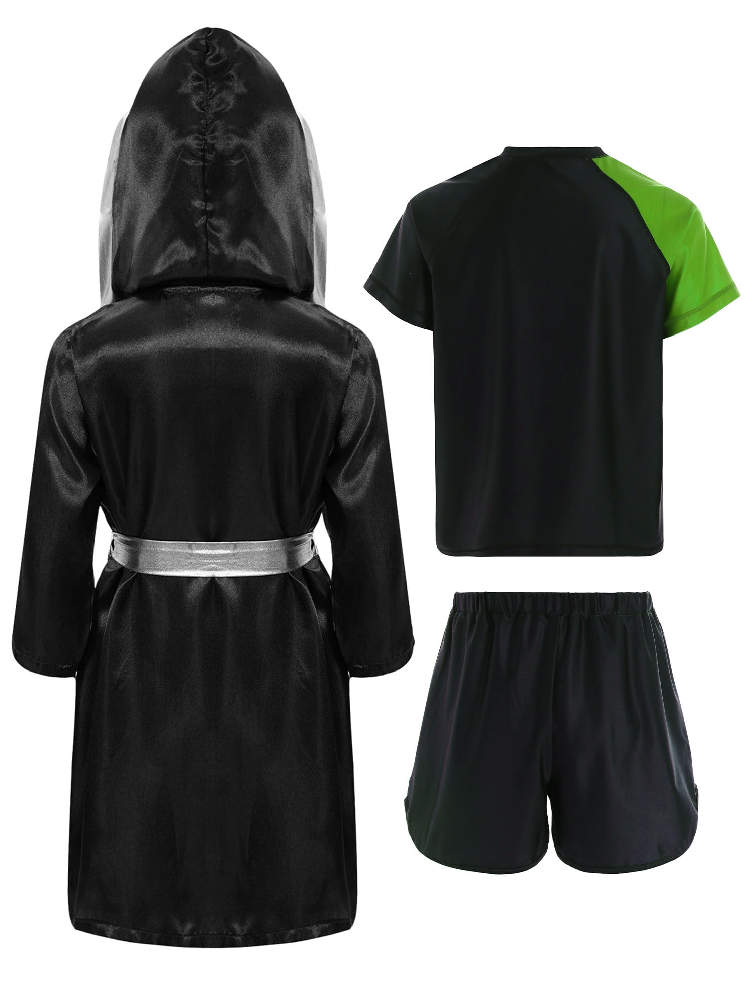 Fldy Boys Boxing Uniform Satin Boxer Hooded Cloak with Belt and Sports ...