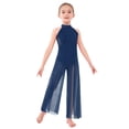 Fldy Girls Kids One Piece Dance Jumpsuit Sleeveless Mock Neck Shiny ...