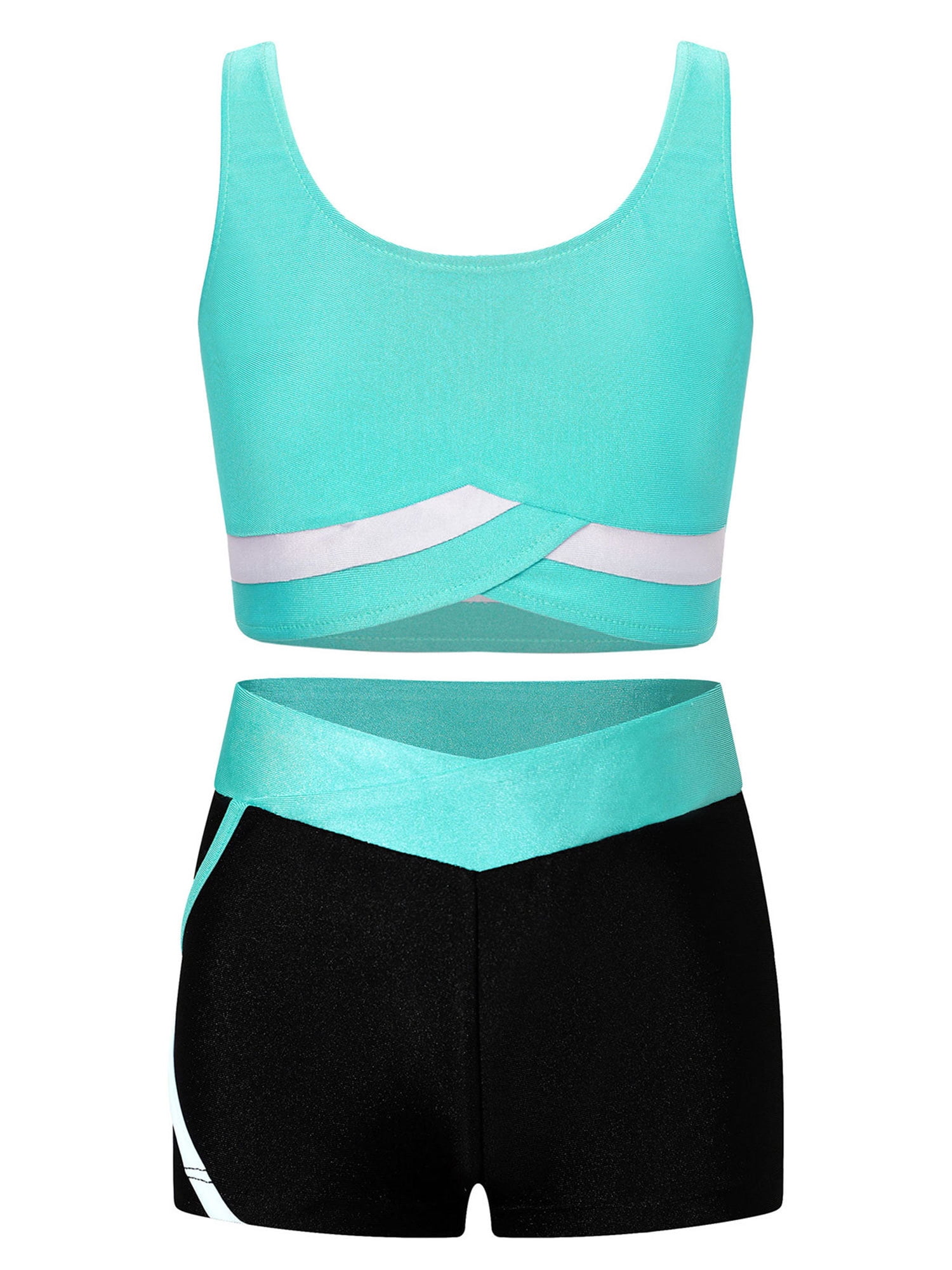 Fldy Kids Girls 2 Piece Ballet Yoga Workout Tracksuit Sleeveless Dance ...