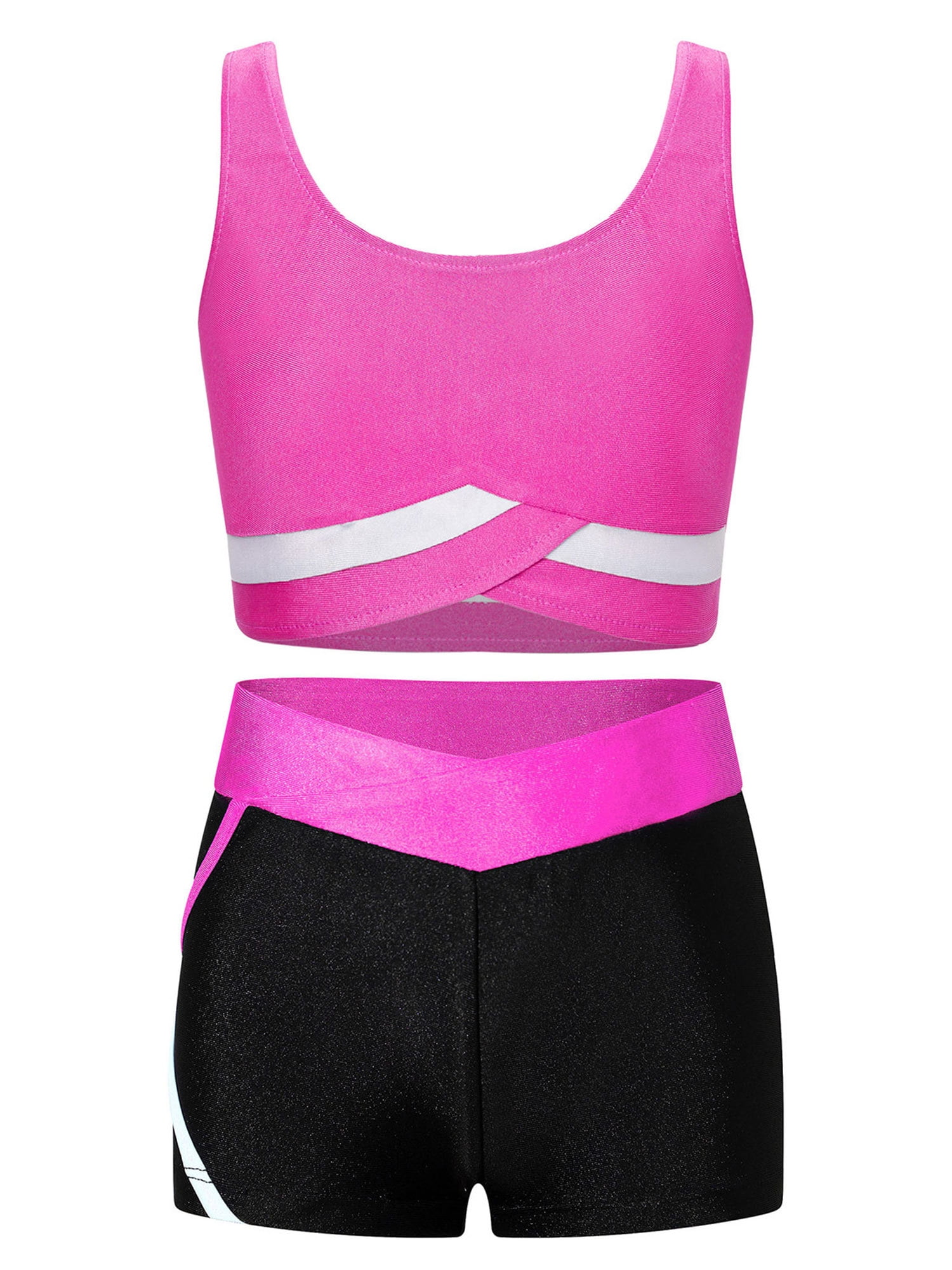 Fldy Kids Girls 2 Piece Ballet Yoga Workout Tracksuit Sleeveless Dance ...