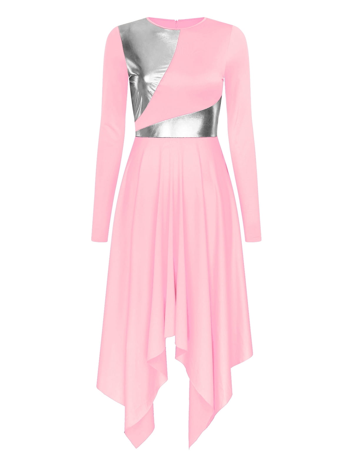 Fldy Ladies Metallic Color Block Liturgical Praise Dance Dress Maxi ...