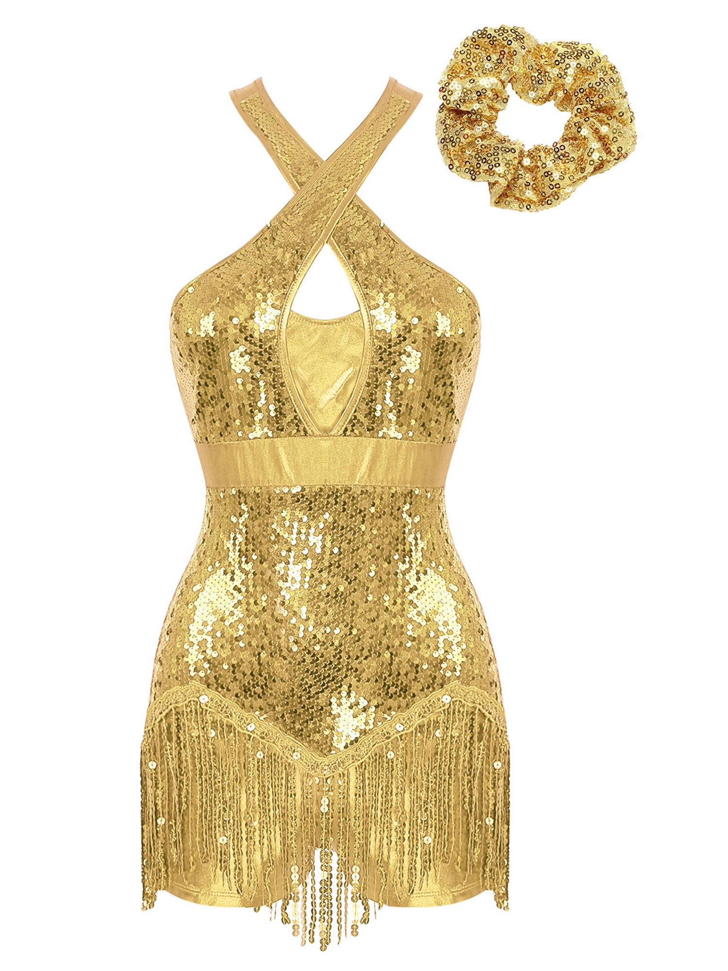 Fldy Latin Dance Leotard With Headwear Tango Rumba Cha Cha Dancewear ...