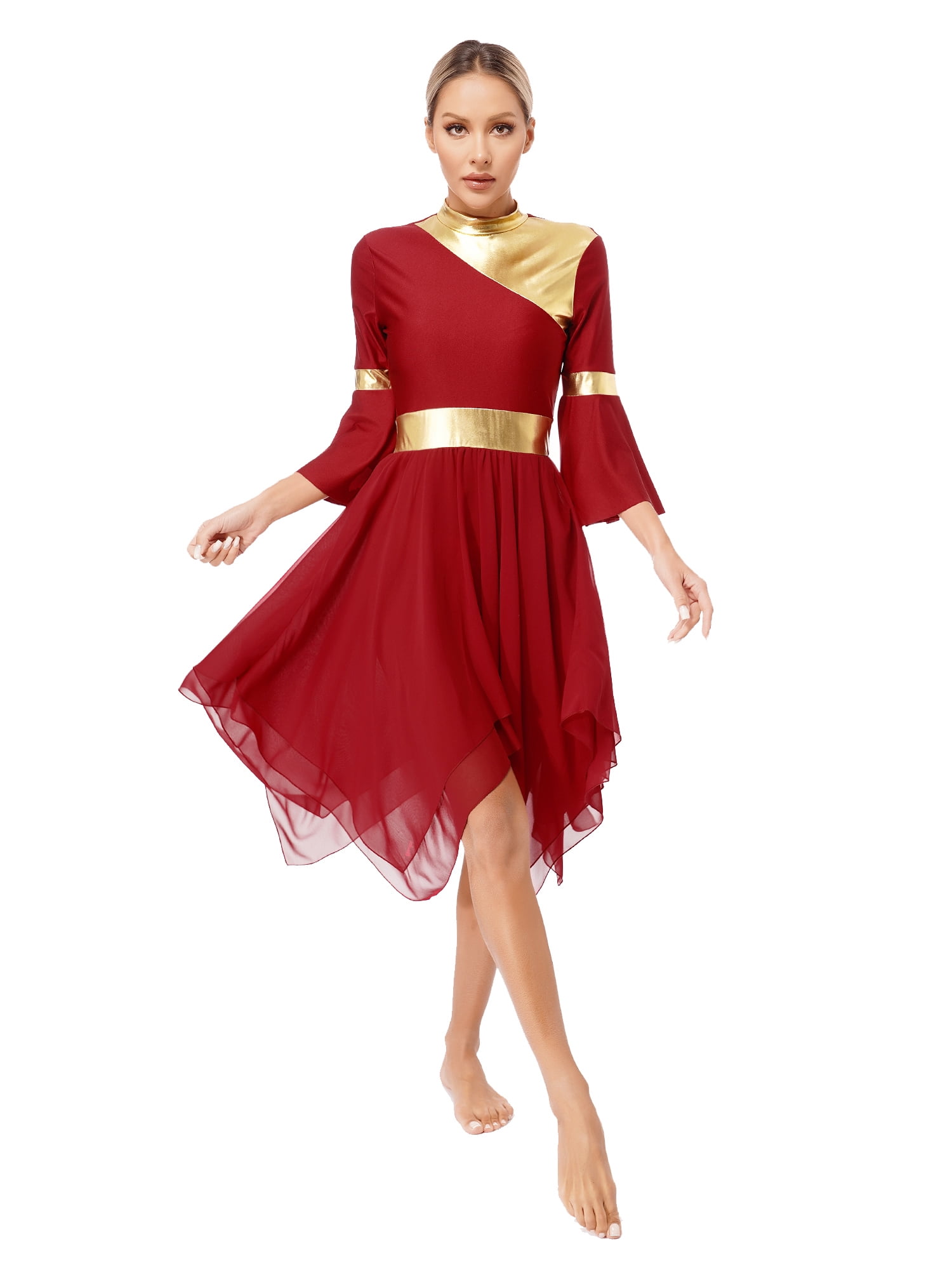 Fldy Liturgical Praise Dancewear for Women Mock Neck Church Worship Dance Overlays Contemporary ...